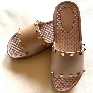 Glaze | Shoes | Pyramid Studded Slide By Glaze Rose Gold | Poshmark